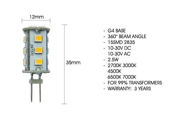 24v Mini Tower G4 Bulb Spot Light Source G4 3w 12v 24v 10-30vdc Led ...