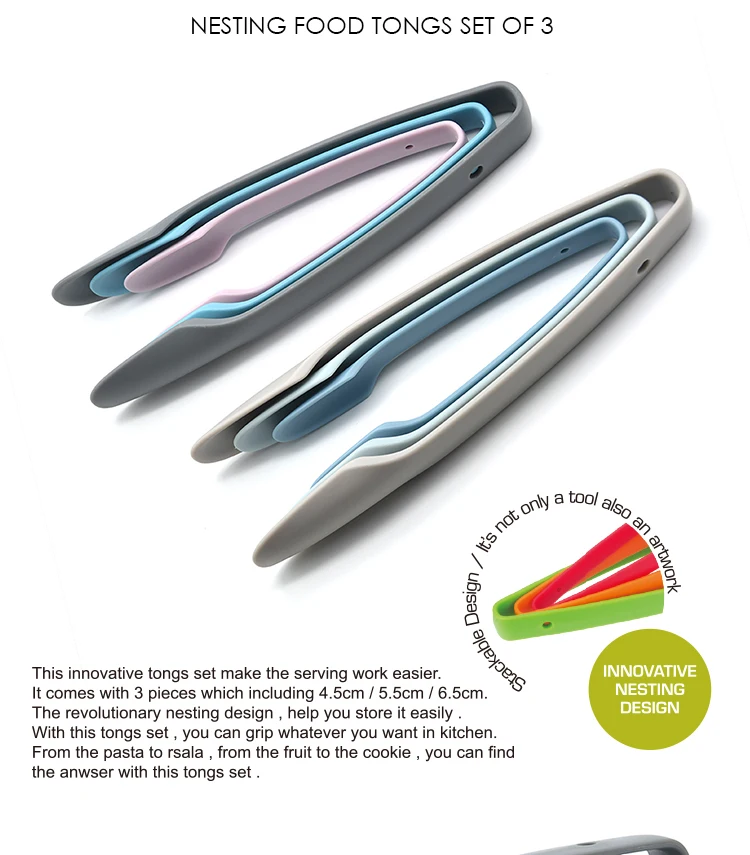 Low Moq 3pcs/set Food Tongs Non-slip Serving Tongs Vegetable Bread Tong ...