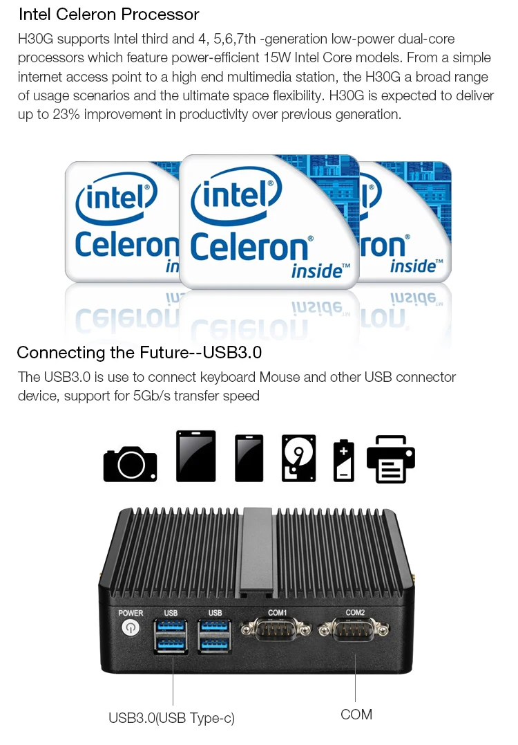 Office Mini PC with Ce-Leron N2830, 2LAN, 4USB, WIFI