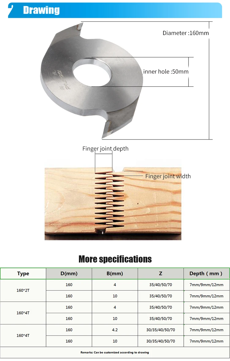 2T 160mm Finger Joint Cutter Woodworking Tools - Easy to Operate