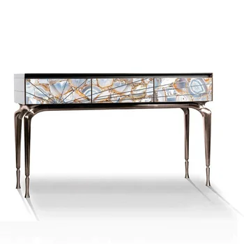 Modern Luxury Agate Stone Stainless Steel Console Table Vissionaire ...