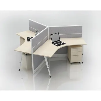 Modern L Shaped Desk 3-seats Office Table 3 Person Partition Office ...