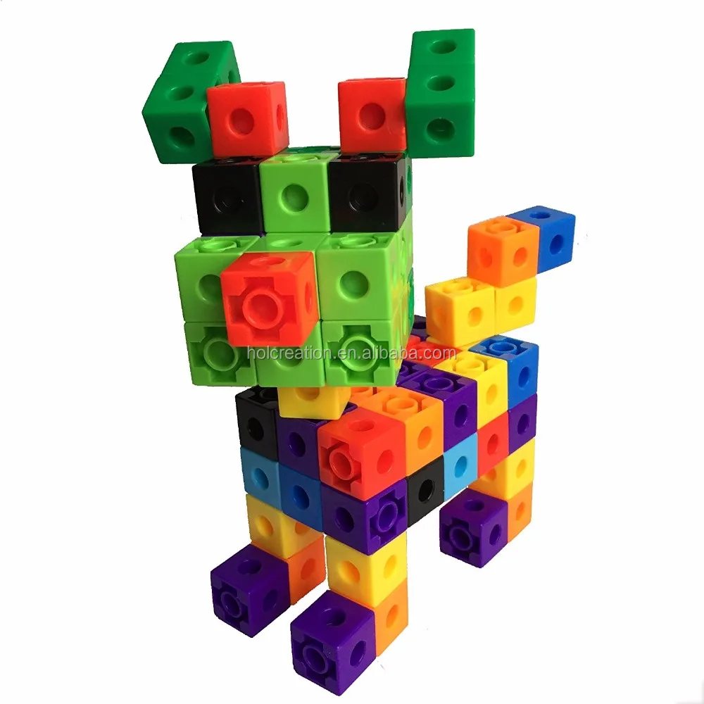 100 Piece Snap Cube Blocks and Interlocking Building Set Toy Color ...
