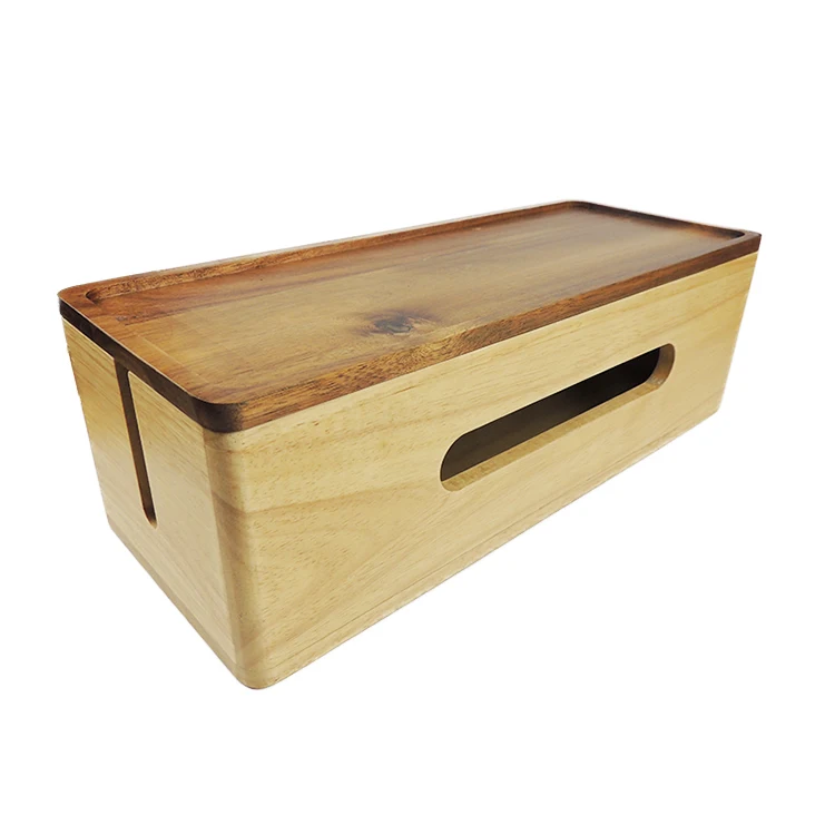 Hides Power Strips Surge Organizer Wooden Cable Box For Home And Office ...