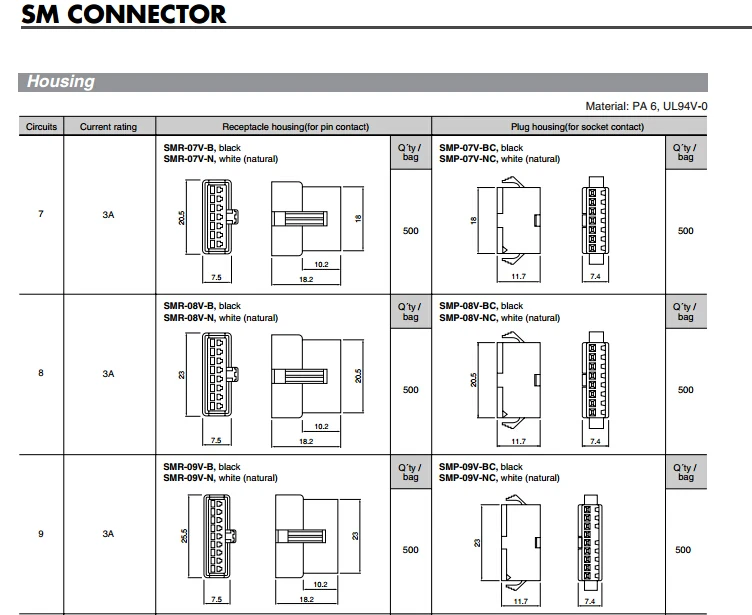 2.5mm Pitch 2 Pin Sm Series Connector Smp-02v-bc Plug Housing Wire To ...