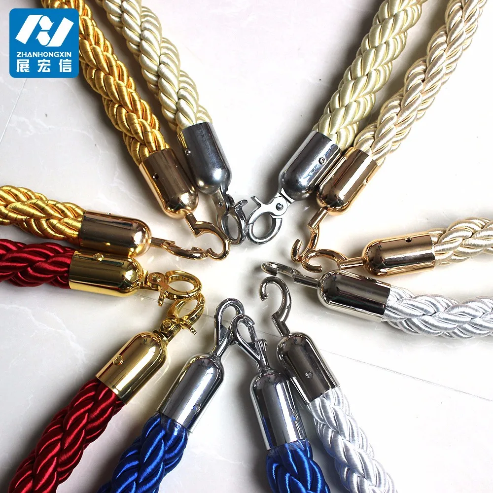 10ft Queue Gold Twisted Rope,Red Carpet Rope For Crowd Control Barrier ...