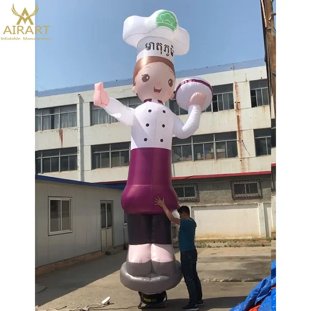 customized flowing inflatable girl chef dancer with LED for advertising ...