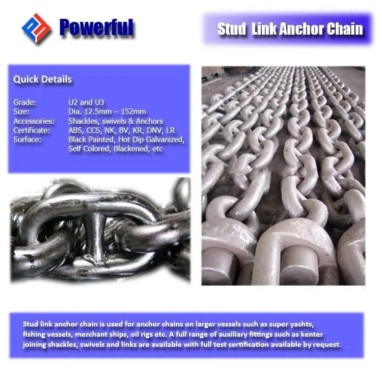 High Quality U2 Used Ship Anchor Chain for Sale - Marine Stud Link