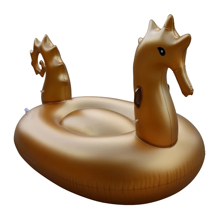 Giant Inflatable Gold Sea Horse Pool Float - Large Water Raft