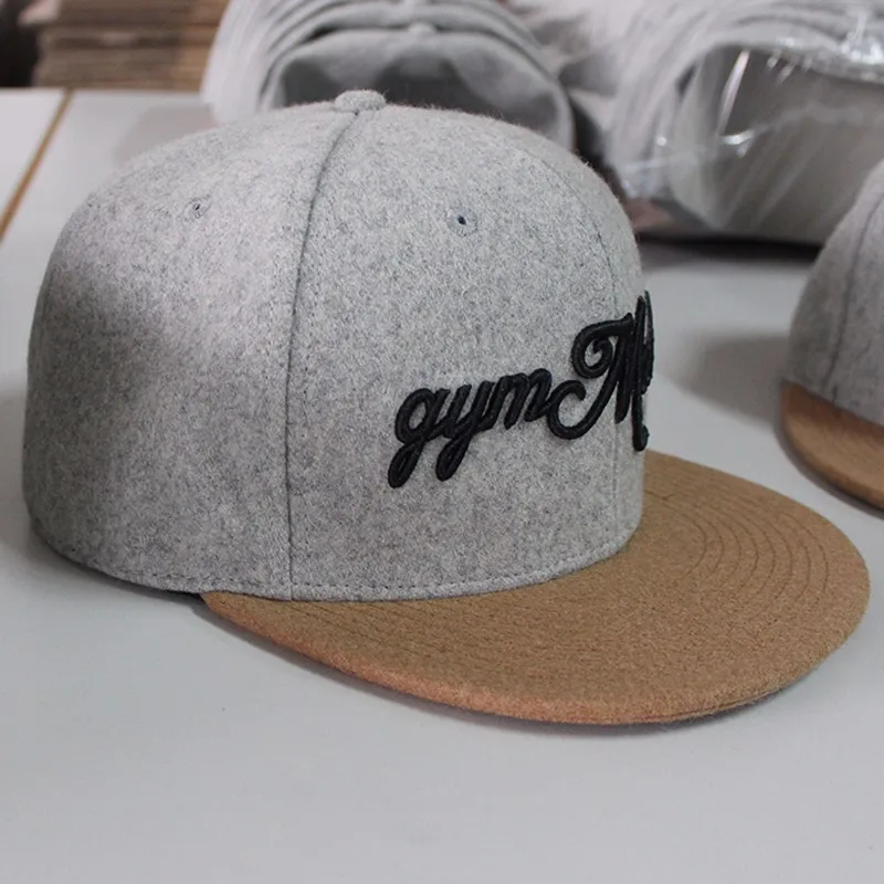 Wholesale Melton Wool Fabric Embroidery Flat Bill Cap Snapback Hats With Custom Logo - Buy Hats ...