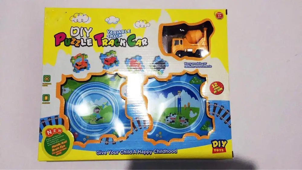 Puzzle Track Car Play Set With Battery-operated Toy Vehicle Floor ...