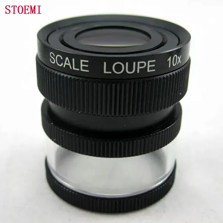 Stoemi 8014 10x Potable Desktop Inspection Magnifying Glass Measuring ...
