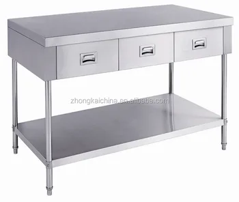 304 Restaurant Portable Stainless Steel Work Table 3 Drawers ...