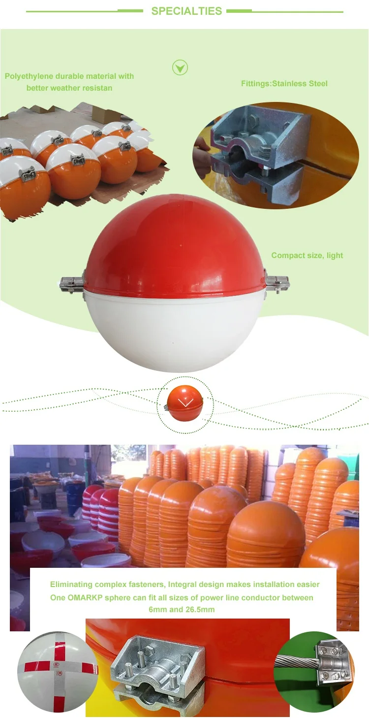 600mm Grp/ Frp Power Lines Aircraft Warning Sphere Marker Ball Safety ...