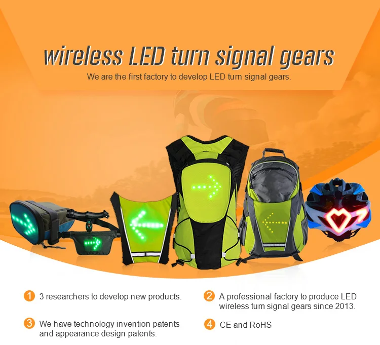 Led Wireless Turn Signal 18 Liter Backpack Outdoor Riding Sports Large ...
