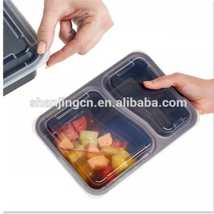 Two Compartments Transparent Plastic Disposable Airtight Food Container ...