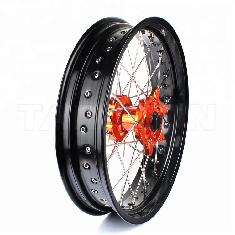 Supermoto 17'' Spoke Wheel Motorcycle Rim Sets for Kawasaki Honda ...