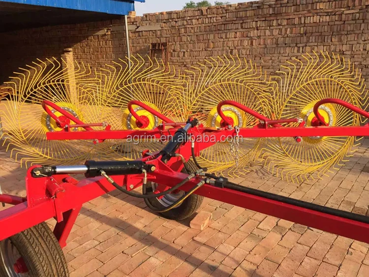 Rotary 4 Discs Finger Wheel Lawn Mower Hay Rake - High Productivity