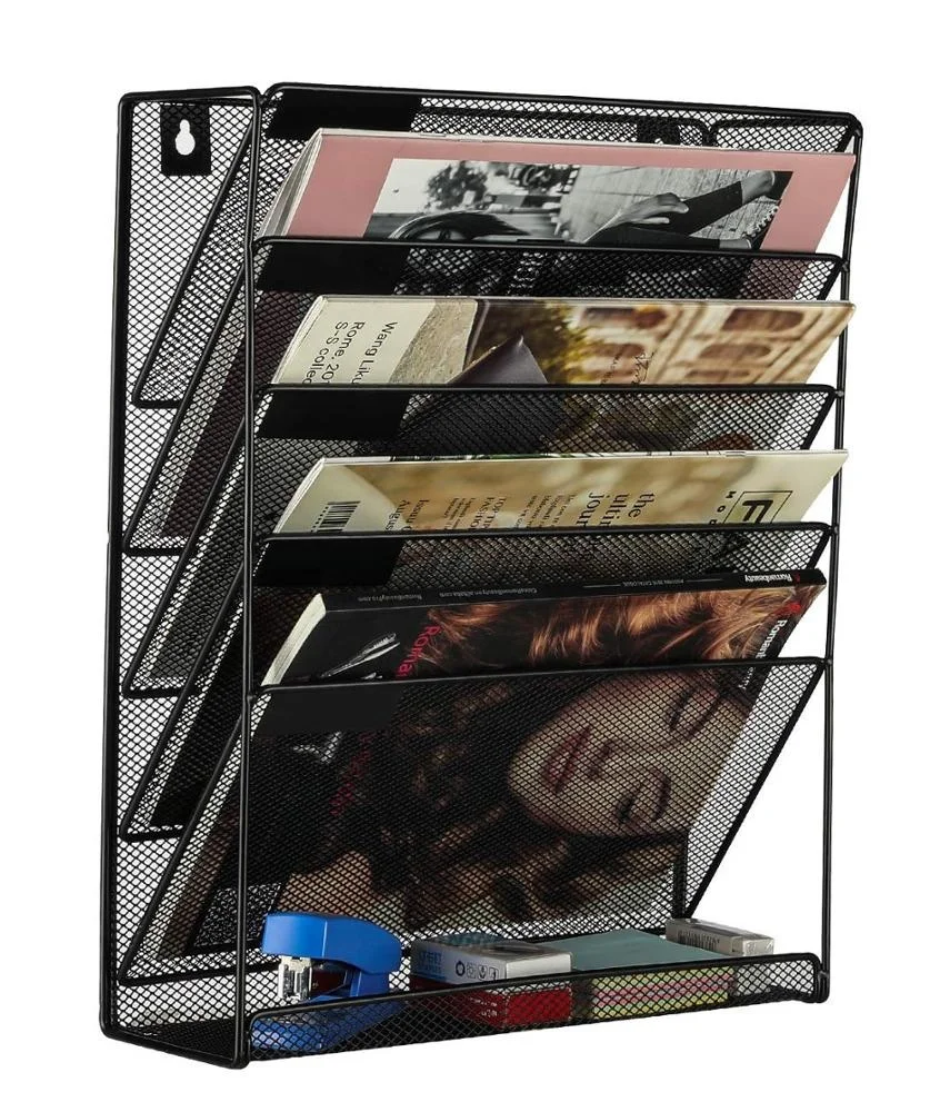 Mesh Wall Mounted File Holder With 6 Compartments File Organizer For ...