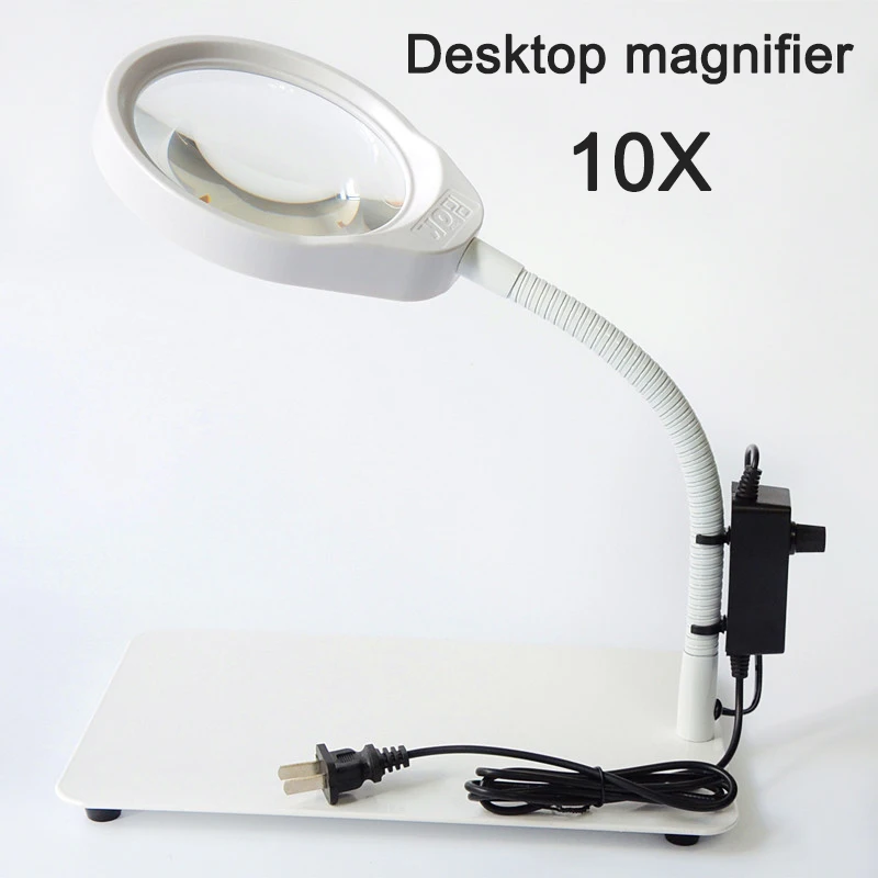 New Magnifying Desk Table Handheld Lamp 10x Magnifier 125mm With 36 Led ...