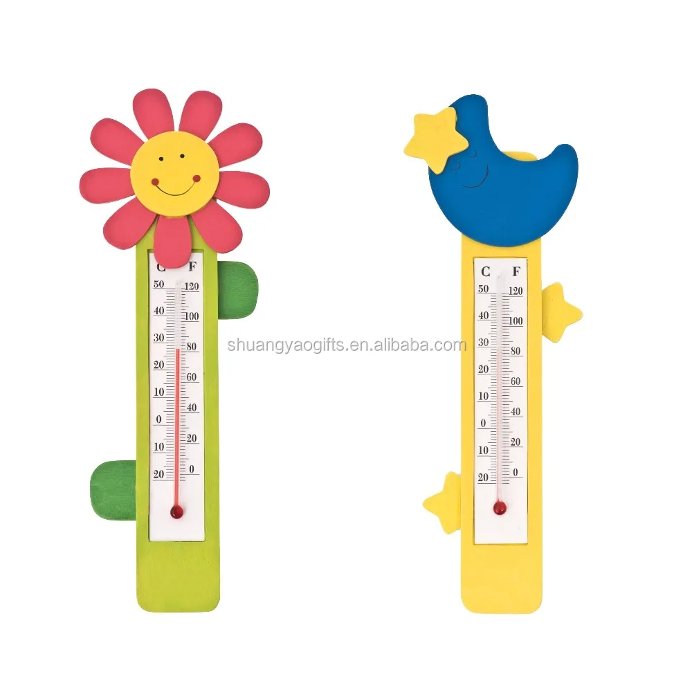 Wooden Flower /moon Thermometer Decoration Easter Wooden Gifts - Buy ...