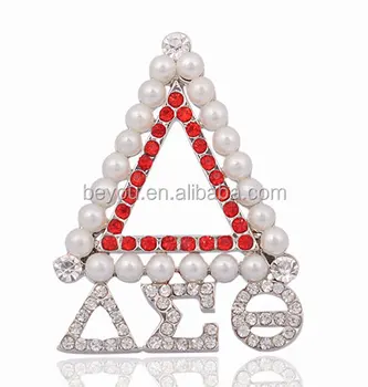 Red Rhinestones Pearls Triangle Delta Sorority Pyramid Dst Symbol ...