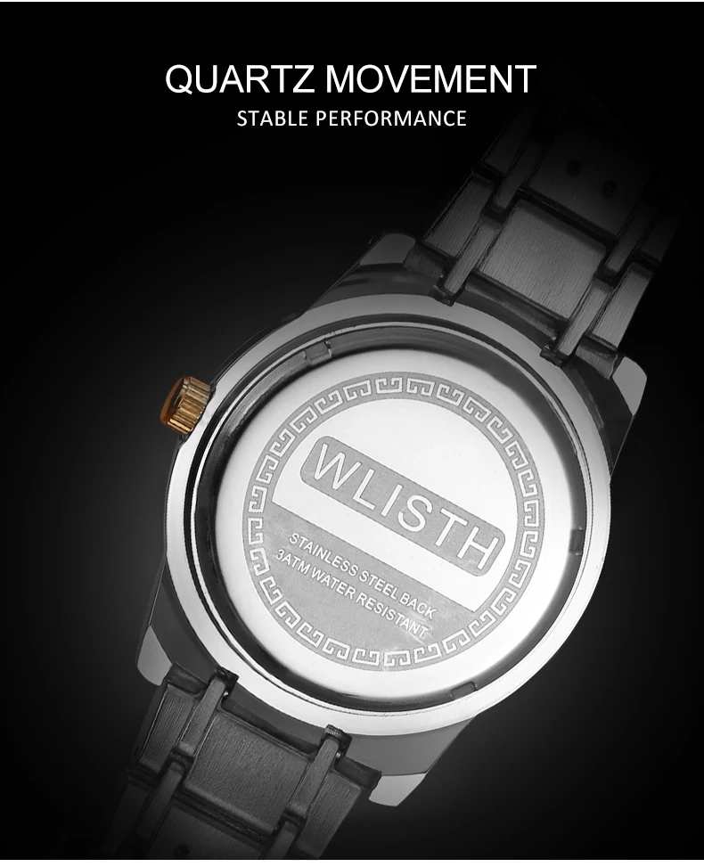 Wlisth Luxury Stainless Steel Quartz Watch Fashion Night Light ...