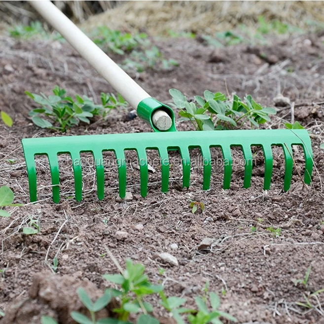 Wholesale Agriculture Gardening Construction Tools Hard Wood Rake Steel ...