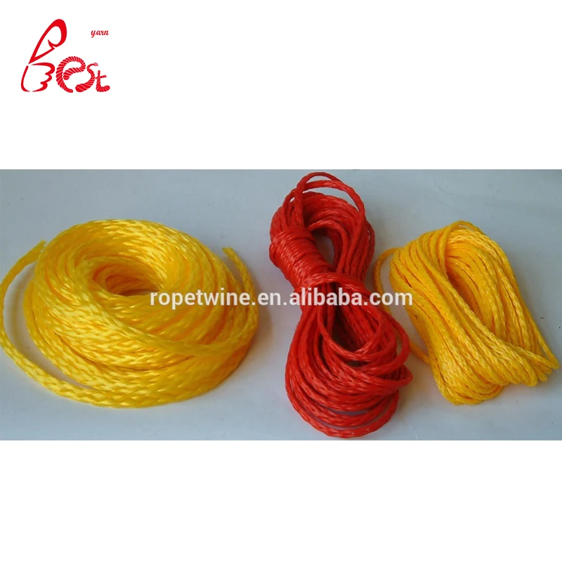 3 Strand Twisted Yellow Color Polypropylene Rope / Pp Packing Rope ...