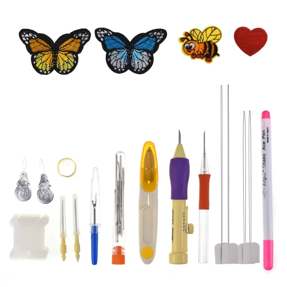 50 Color Magic Embroidery Pen Stitching Punch Needles Craft Tool Set ...