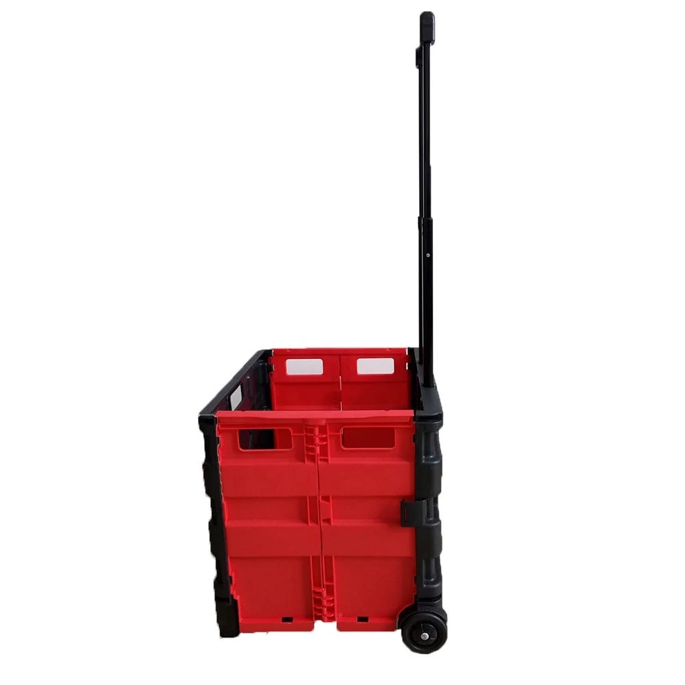 2 Wheel Shopping Rolling Plastic Folding Box Cart - Buy Folding Box ...