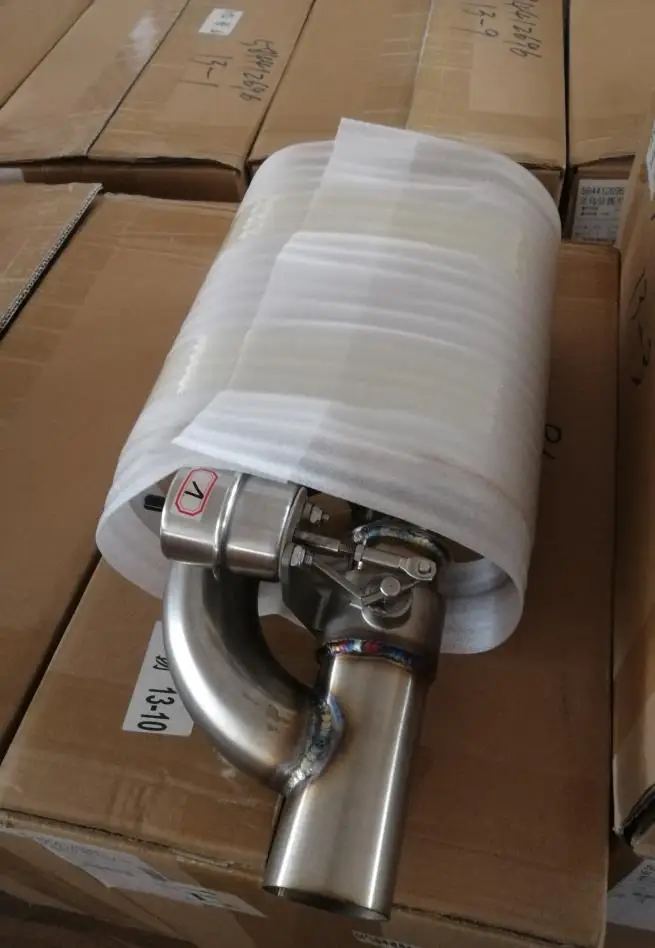 Universal T-type One In Two Out Car Exhaust Pipe Valved Muffler ...