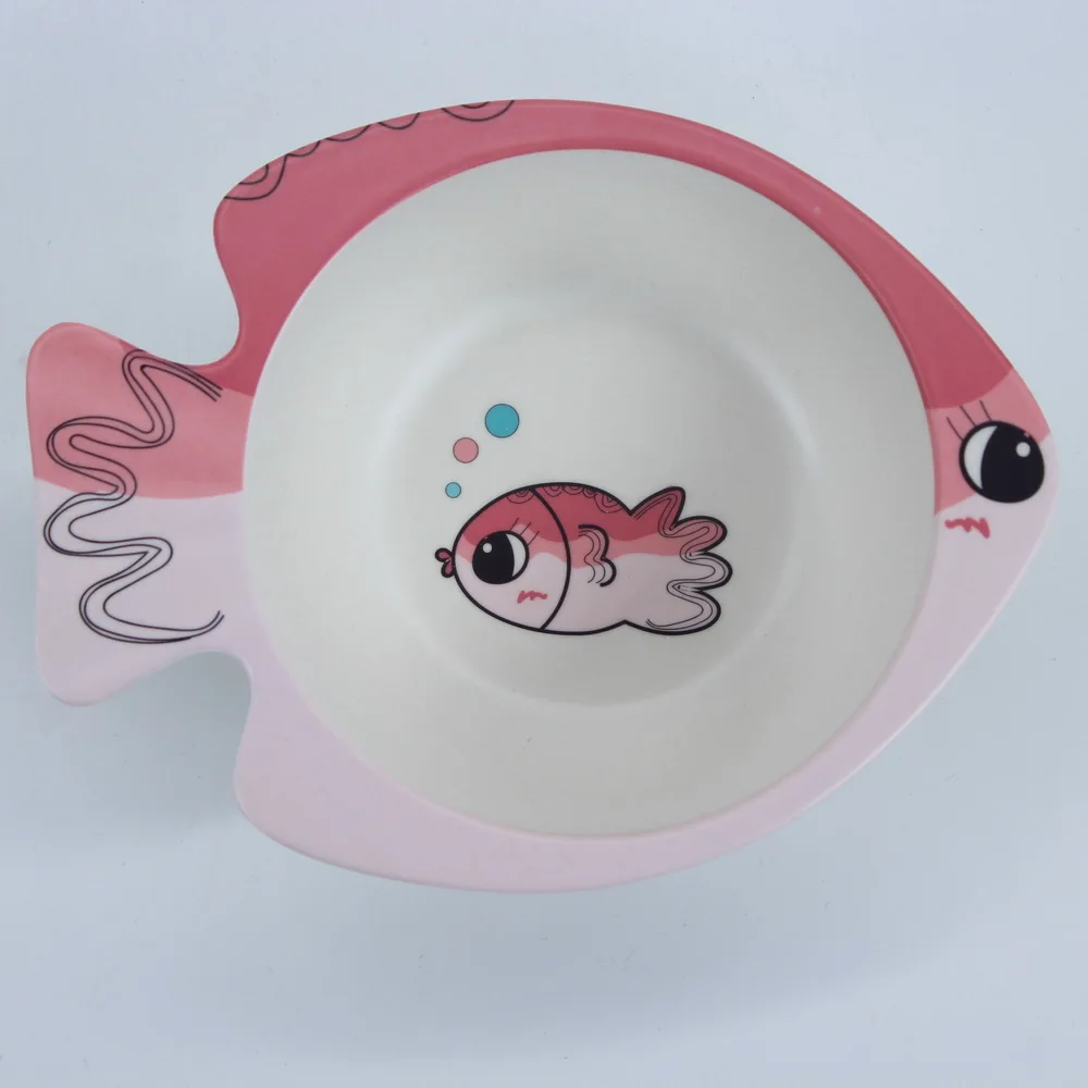 Bamboo Fiber Kids Dinnerware Cute Bowl With Fish Shape Melamine Fish ...