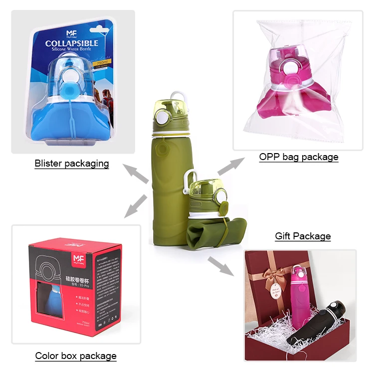 Foldable Silicone Sports Drink Water Bottle Custom Logo Designed Grm ...