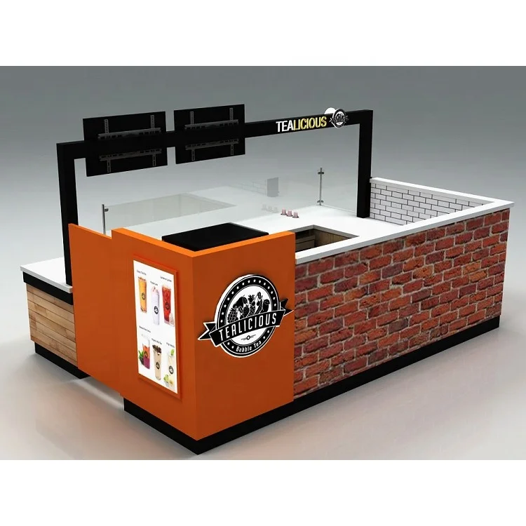 Indoor Food Kiosk Design for Shopping Mall - Wood Burger & Waffle Crepe ...