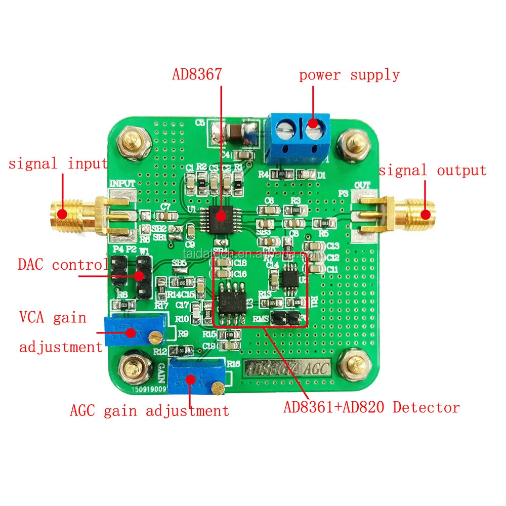 Taidacent AD8367 AGC Variable Gain Amplifier - Wide Bandwidth Detector