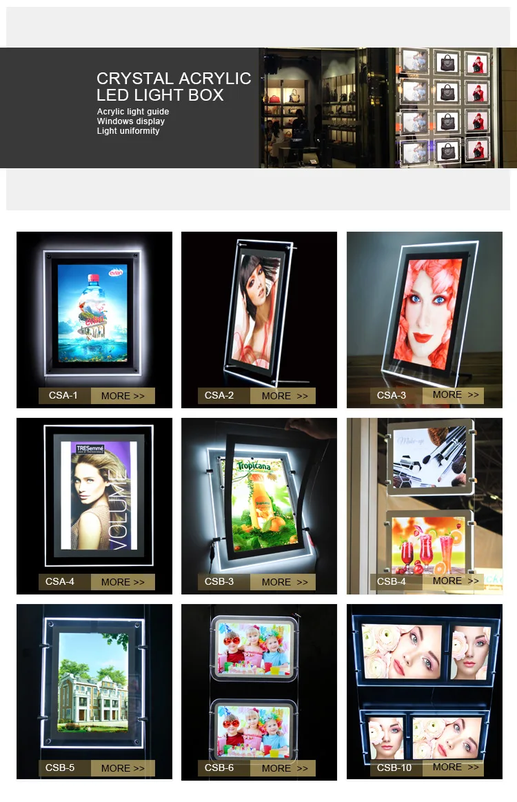 A4 A3 Crystal Led Frames Illuminated Light Box Hanging Real Estate Agent Window Display - Buy A4 ...