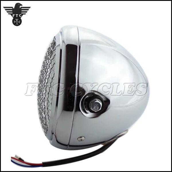 Universal Vintage Chrome Mesh 6.5'' Custom Halogen Motorcycle Headlight ...