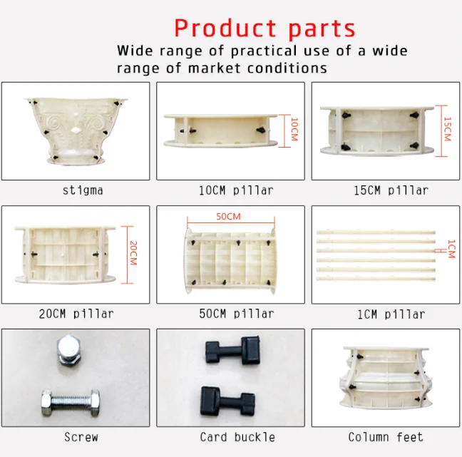 ABS Plastic Roman Column Pillar Moulds for Concrete Statues, OEM