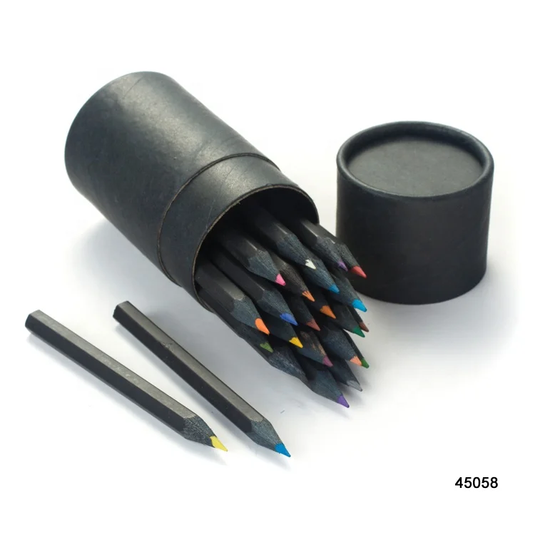 Black Color Pencil In Black Paper Barrel As A Gift Box For Promotion ...
