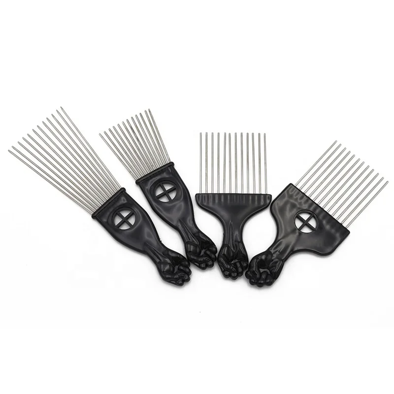 New Arrival Anti-static Afro Hair Styling Fist Metal Fork Flat Comb ...