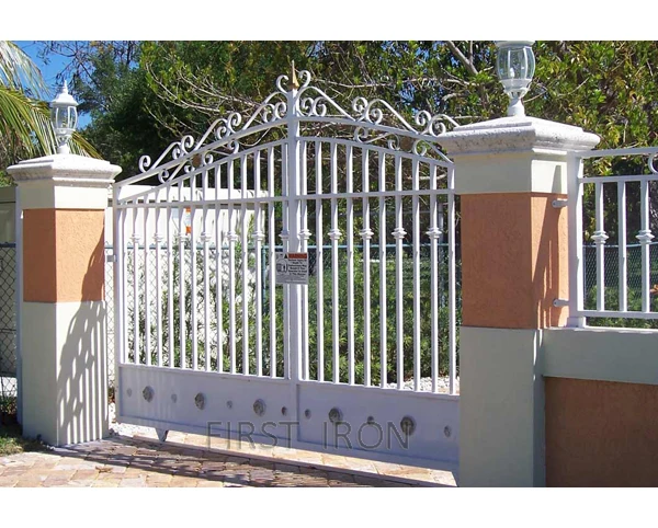 Exterior White Wrought Iron Sliding Gate, Luxury Single Iron White Main ...