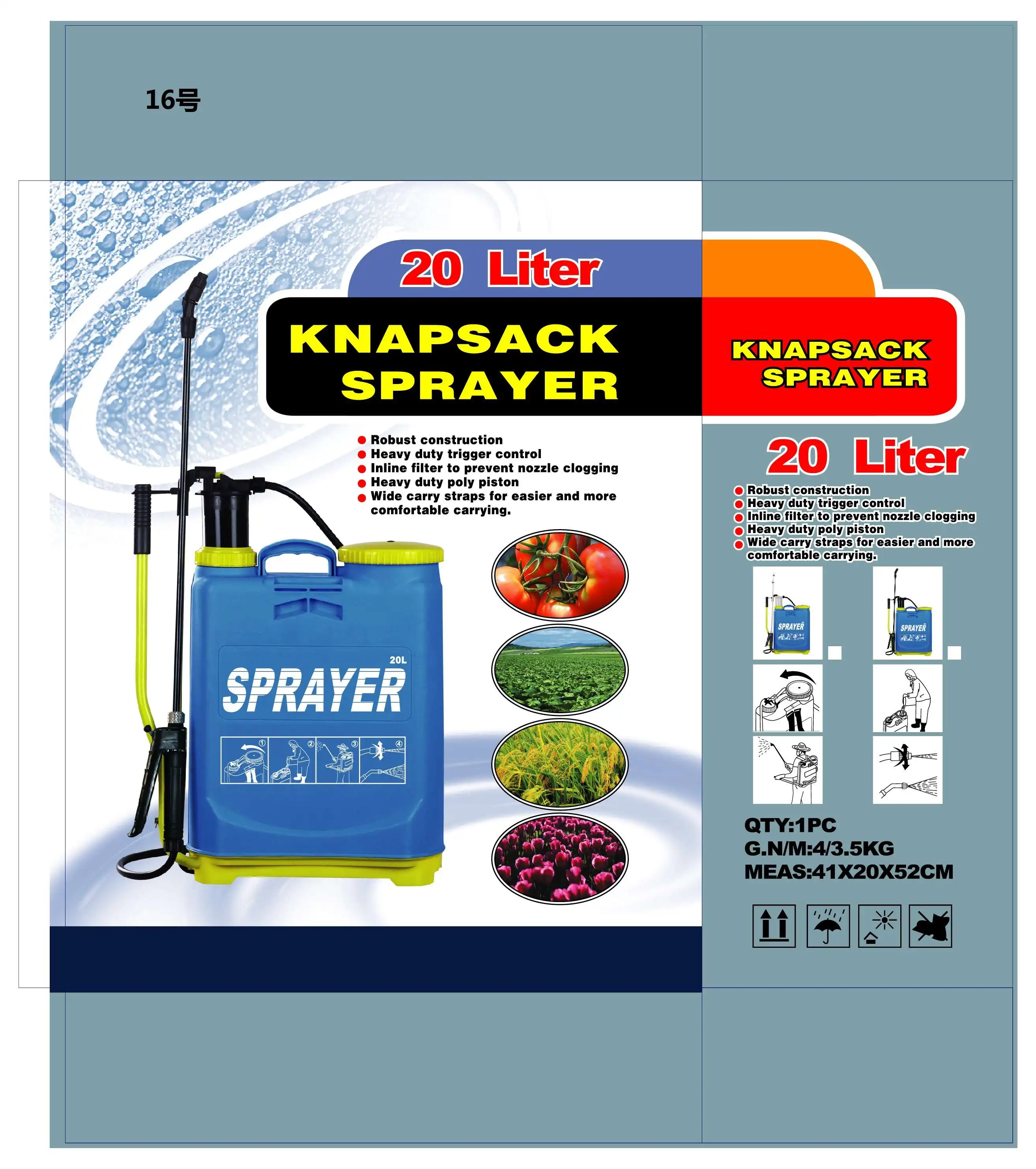 20l Farm Fertilizer Spray Equipment Backpack Manual Sprayer Pesticide ...