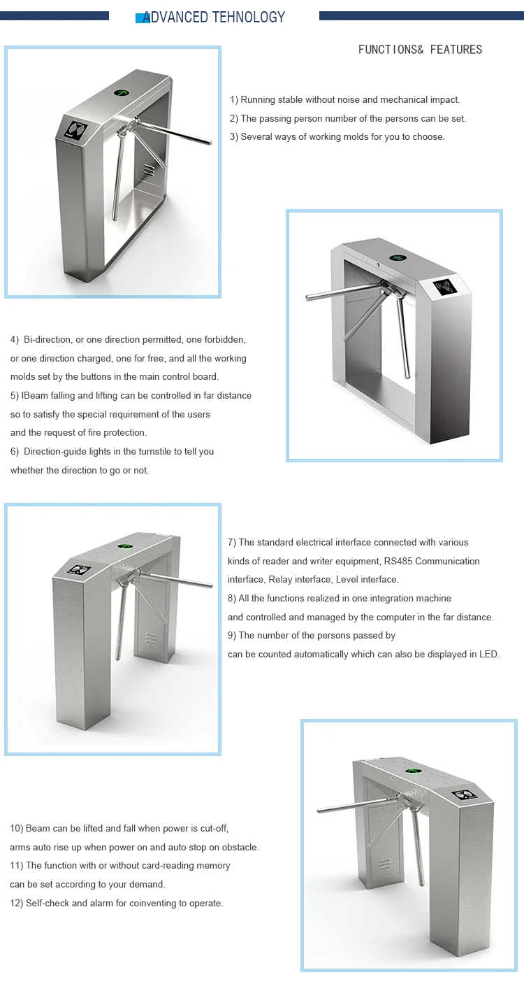 RFID Tripod Turnstile Semiautomatic Mechanism Solenoid and ...