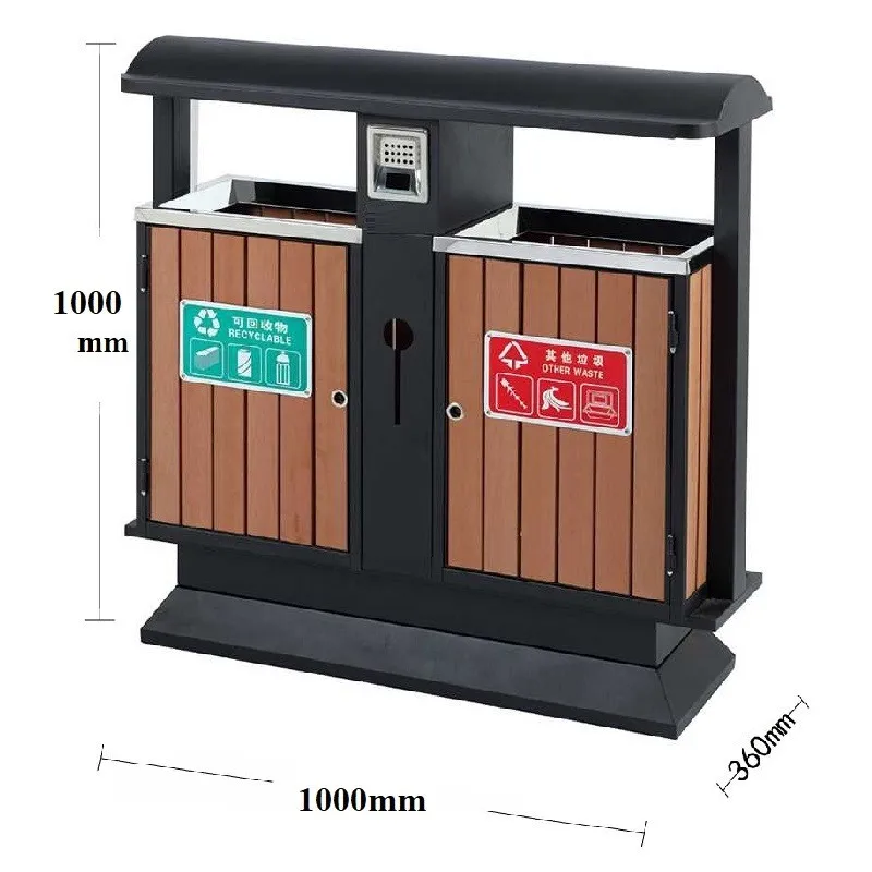 Decorative Outdoor Wooden Recycling Park Garbage Can Trash Bin Trash ...