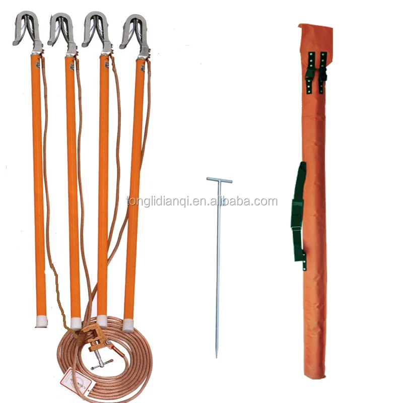 11kV 22kV 33kV portable HV. Earthing set with grounding sticks and ...