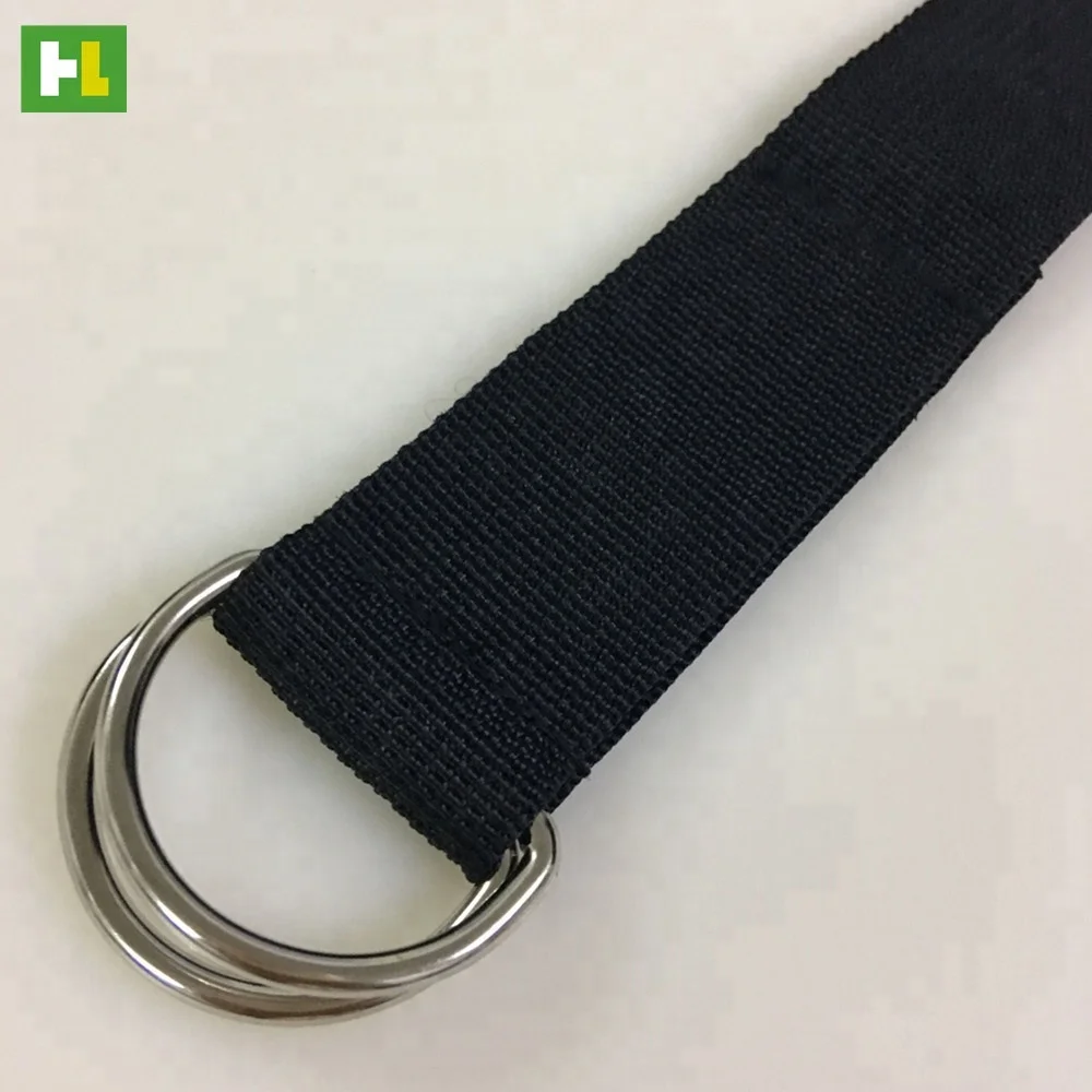 Custom 1-1/2" Black Polypropylene Webbing With Two Double D Rings And A ...