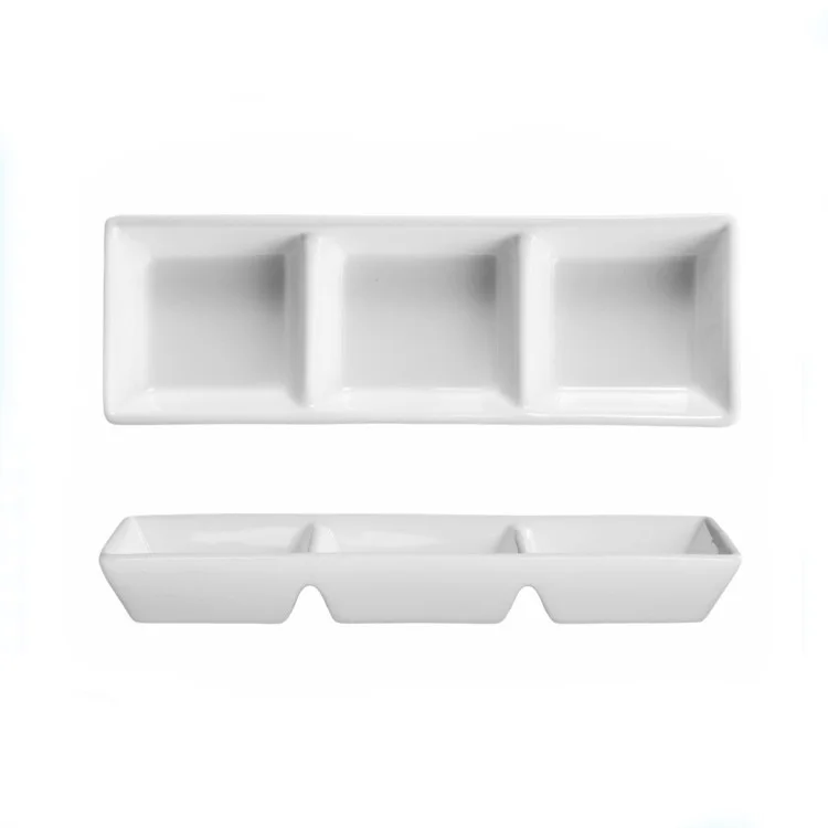 Rectangular 3 Compartment Dipping Tray - High Quality