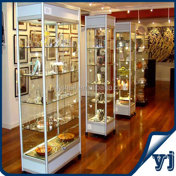 Aluminum 4 Layers Silver Cube Display Cabinets/aluminium Lockable ...