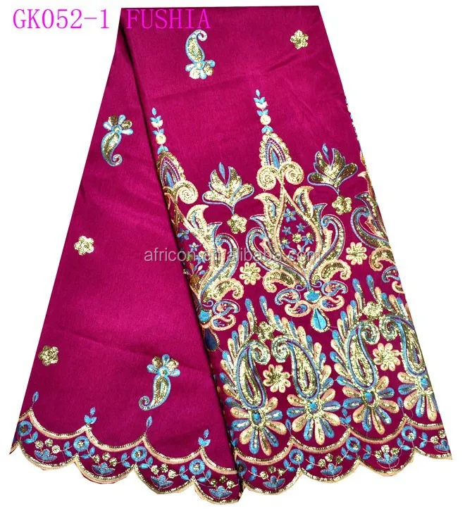 Gk052-1 Fushia African Embroidered George Fabric For Clothing - Buy ...